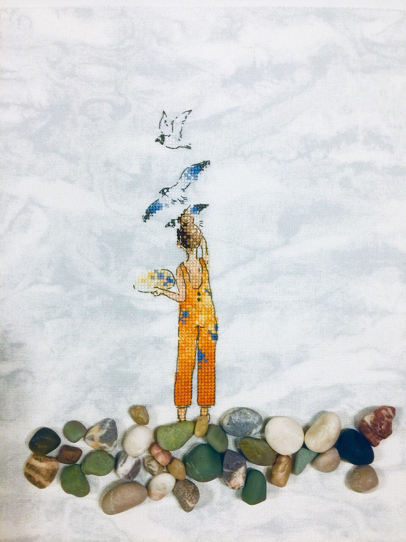 Girl Painter Cross Stitch Pattern Artist Cross Stitch Pattern Girl With ...