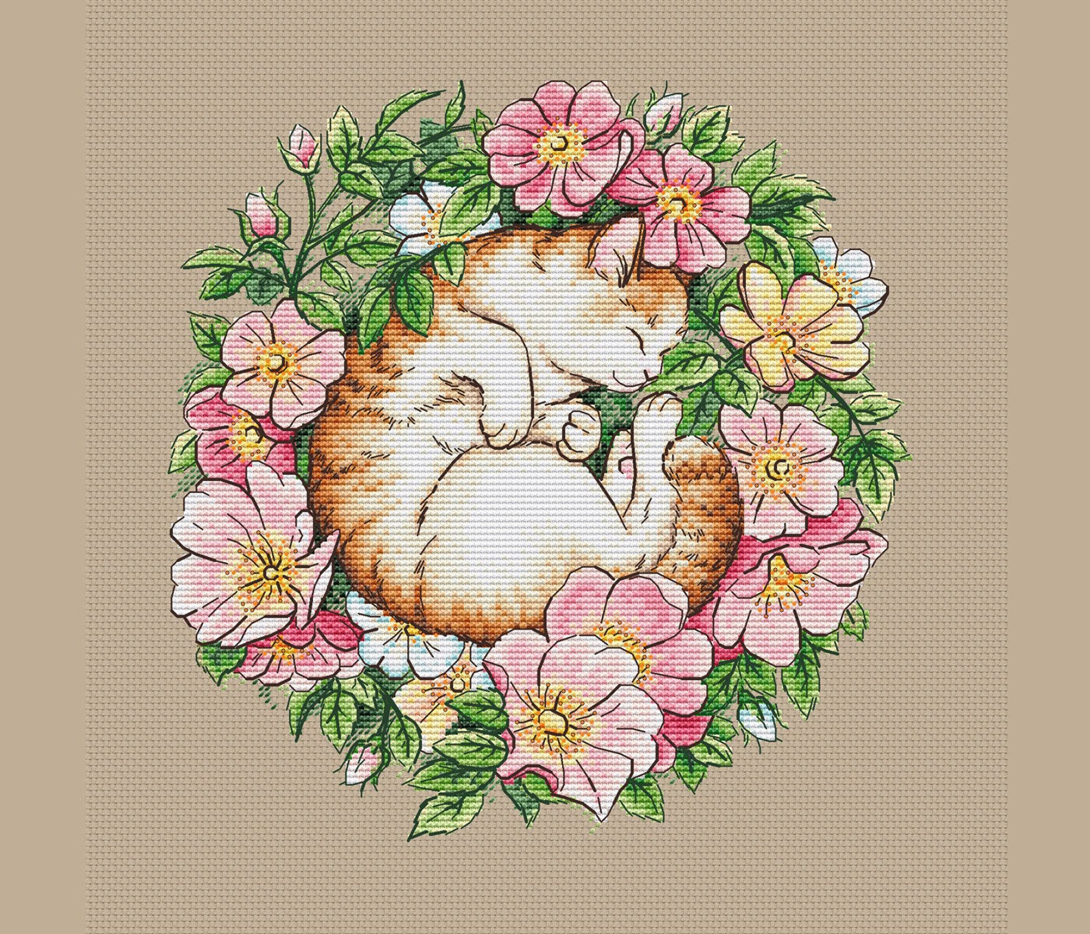 Ginger Cat Cross Stitch Pattern Cat With Flowers Cross Stitch - Etsy