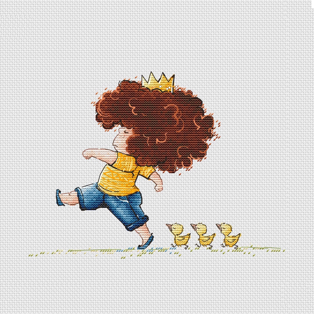 Curly Boy Cross Stitch Pattern King Cross Stitch Cute Boy Cross Stitch ...