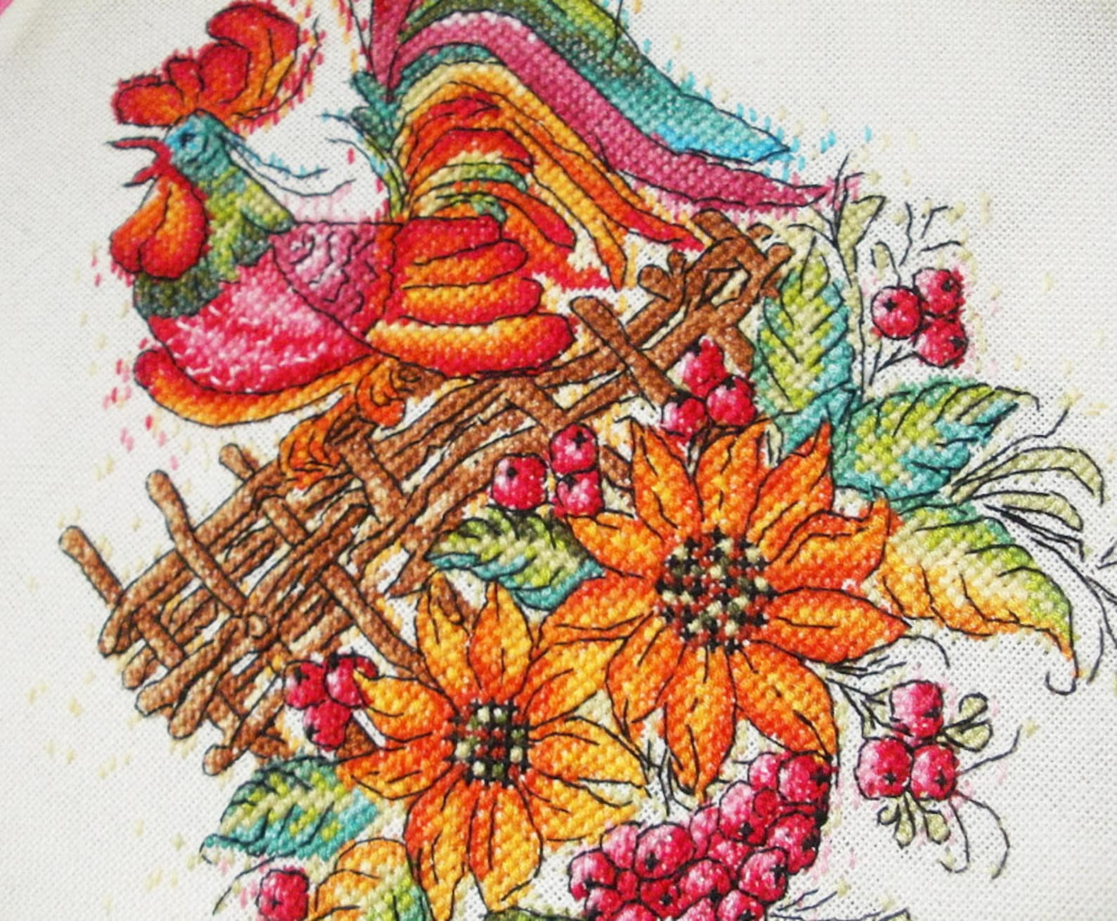 Petrikov Rooster Cross Stitch Pattern Cockerel on the Fence - Etsy