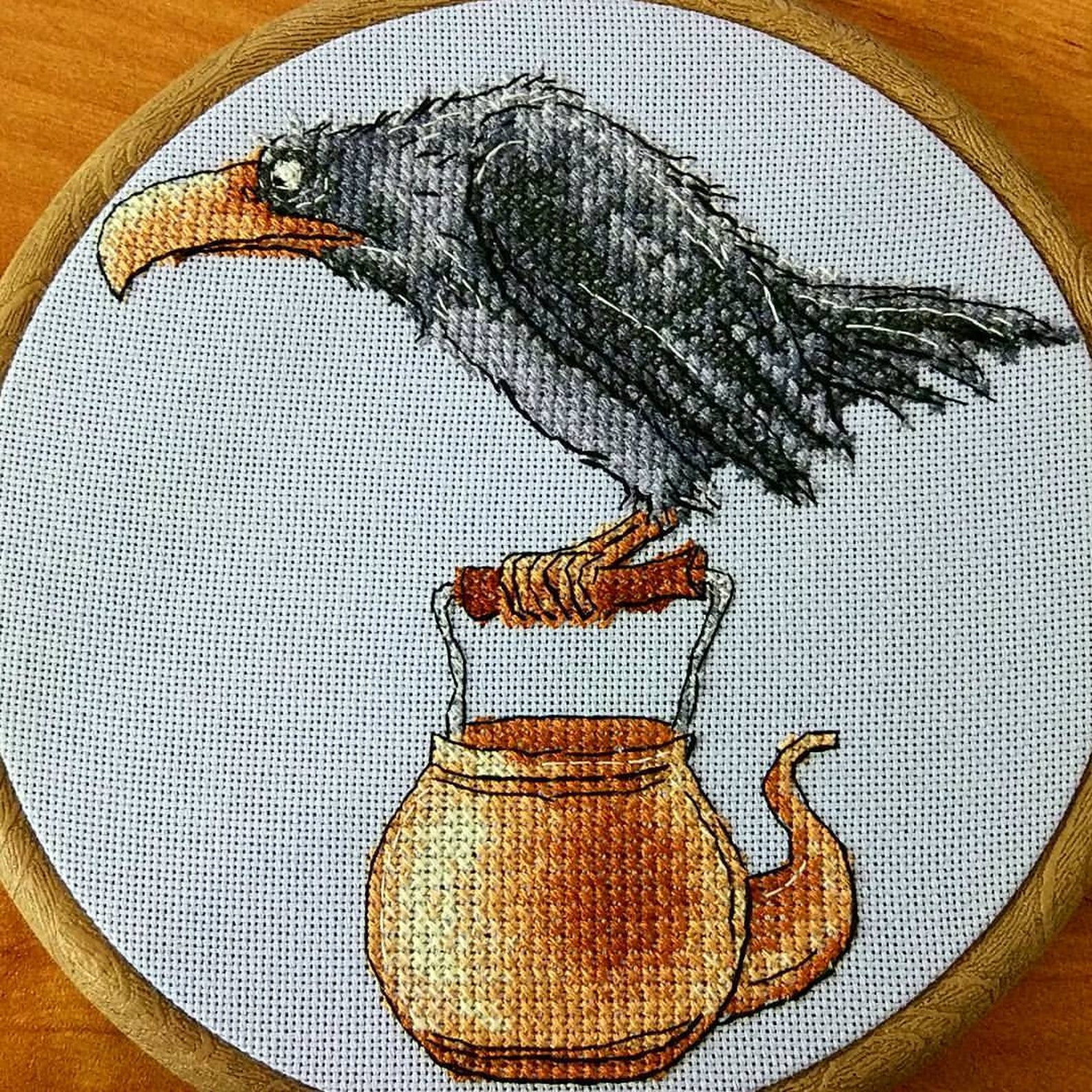 Raven Cross Stitch Pattern Pdf Black Raven on the Kettle Cross | Etsy