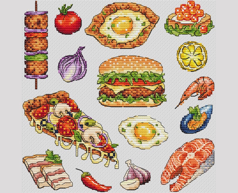 Tasty Food Cross Stitch Pattern - Etsy