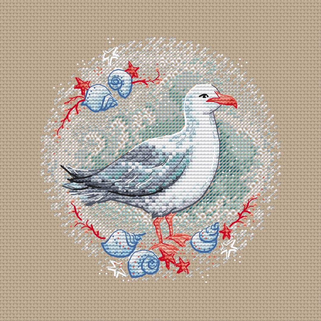 Seagull Cross Stitch Pattern Sea Bird Cross Stitch Seagull Ornament ...