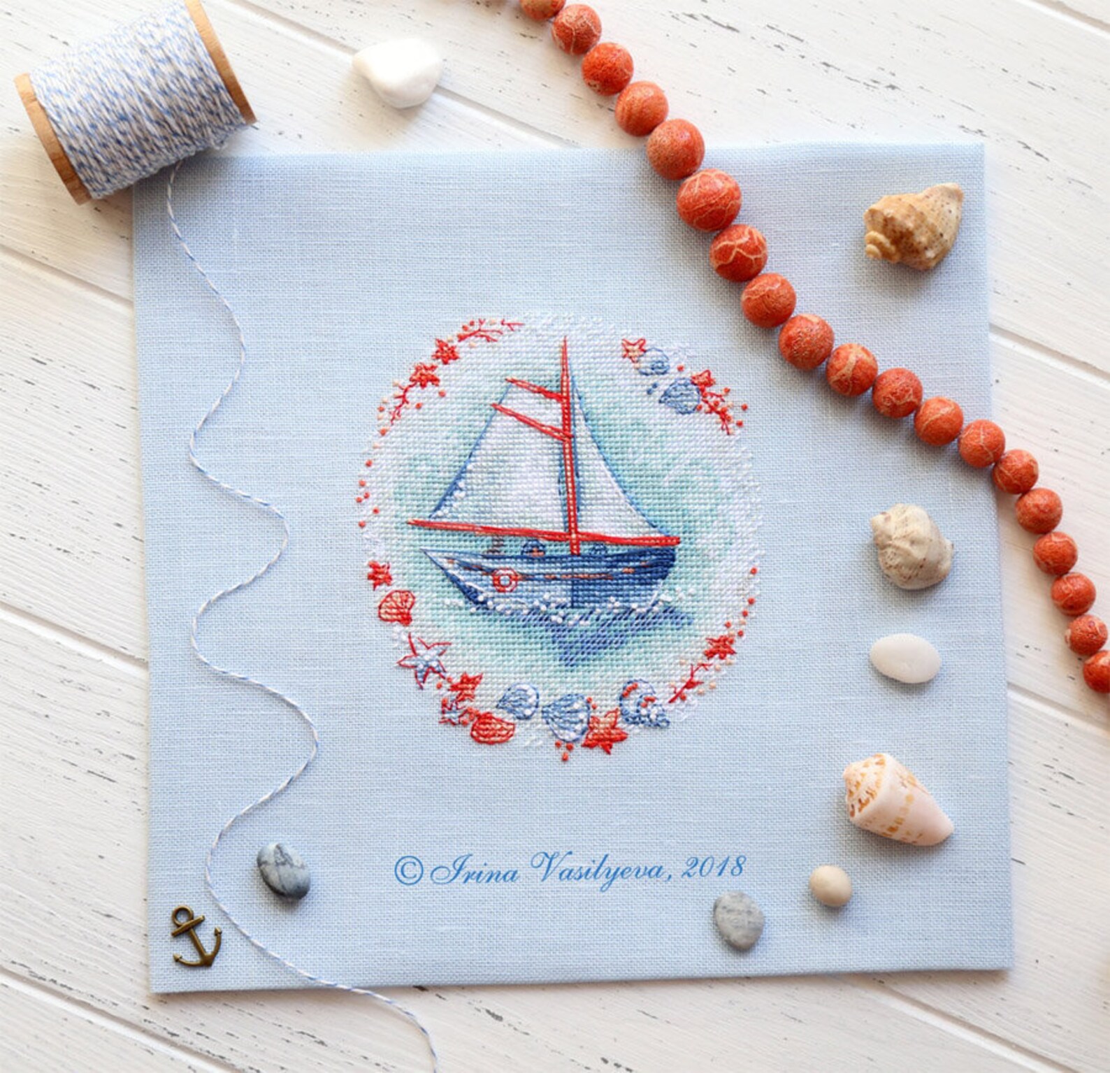 Nautical Sampler Cross Stitch Pattern Ship Cross Stitch | Etsy