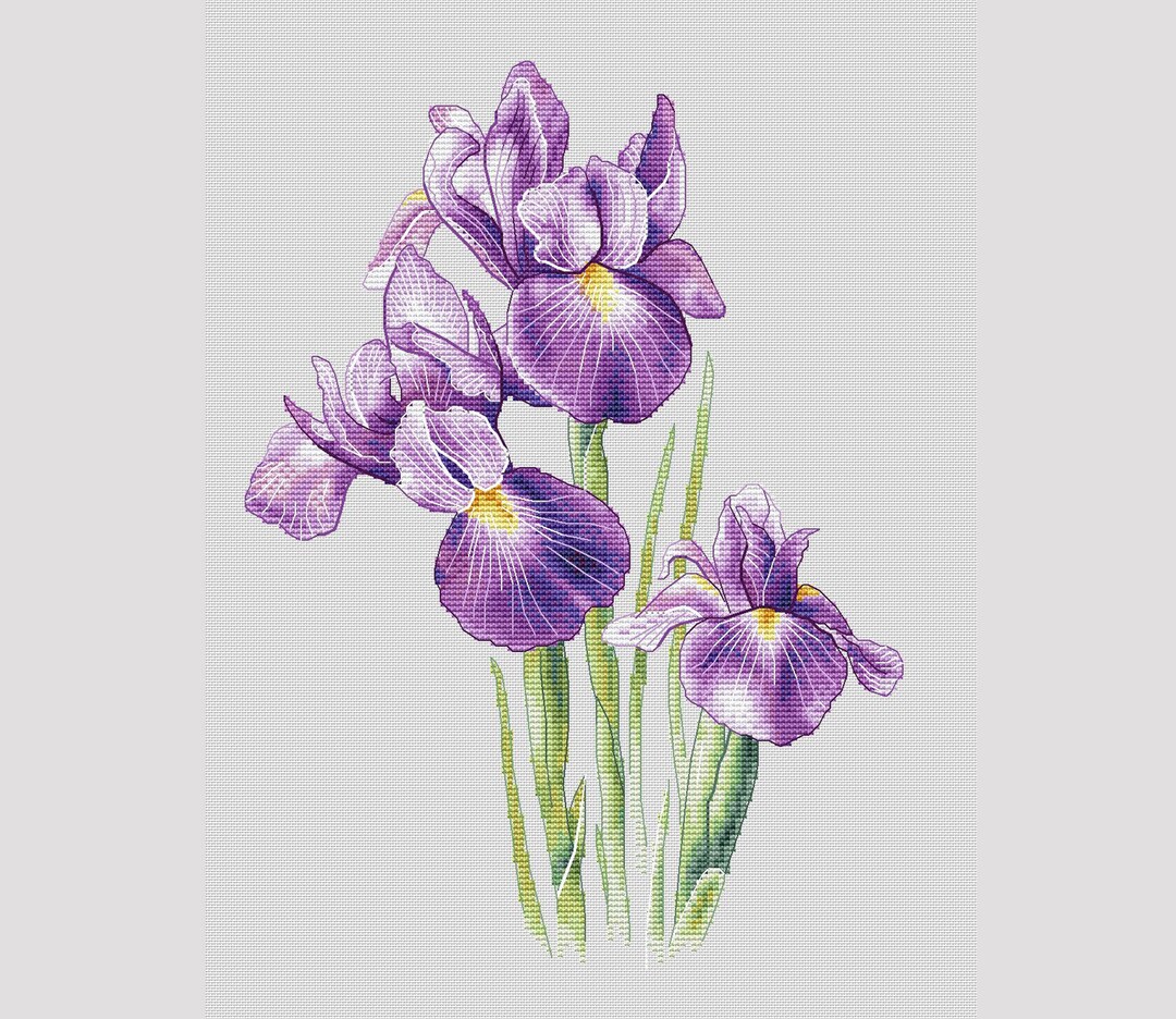 Iris Flower Cross Stitch Pattern Violet Flowers Cross Stitch Pattern ...