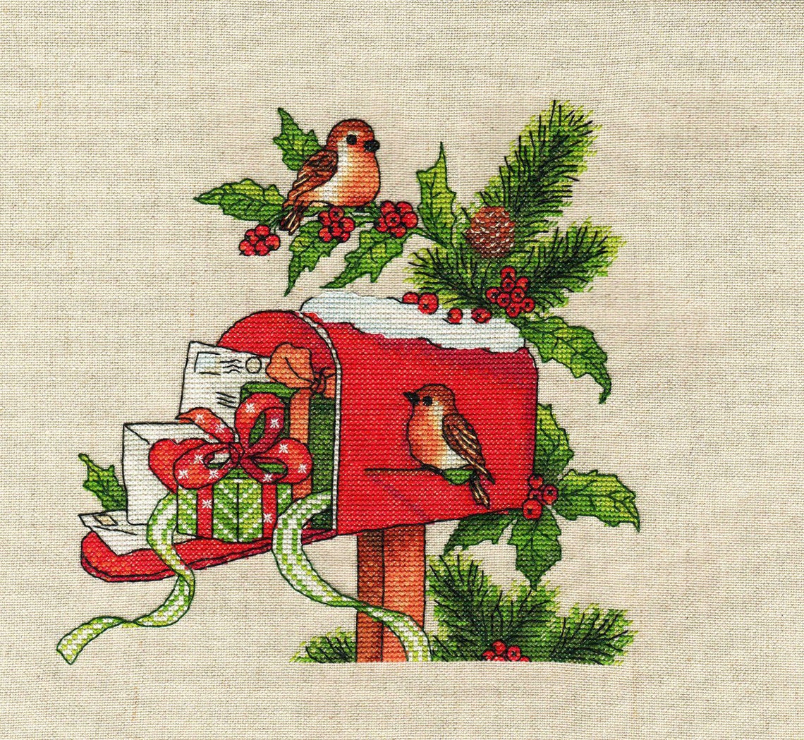 Christmas Mail Cross Stitch Pattern Red Mailbox Cross Stitch | Etsy