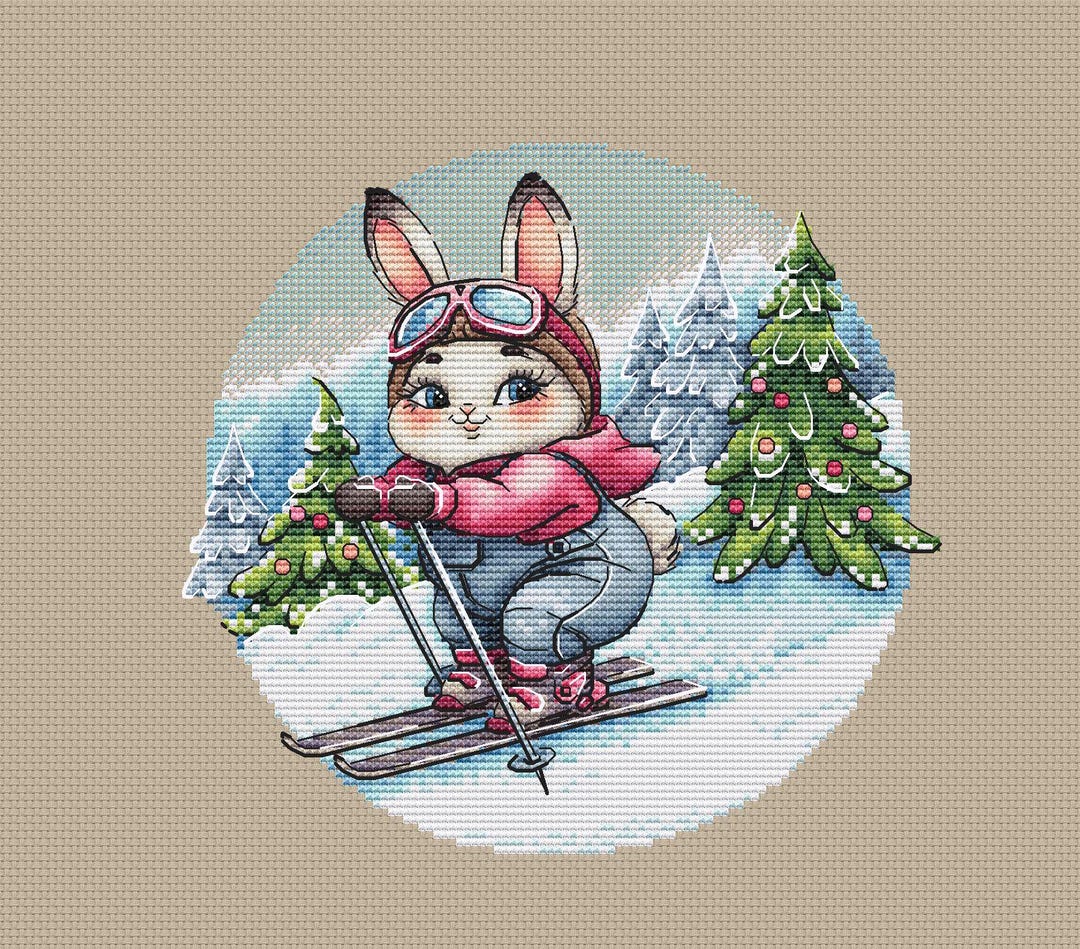Bunny on Skis Cross Stitch Pattern - Etsy
