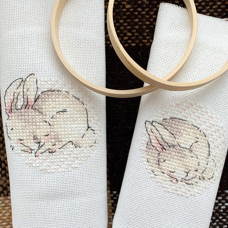 Little Rabbit Cross Stitch Pattern Sleeping Baby Bunny Cross Stitch ...