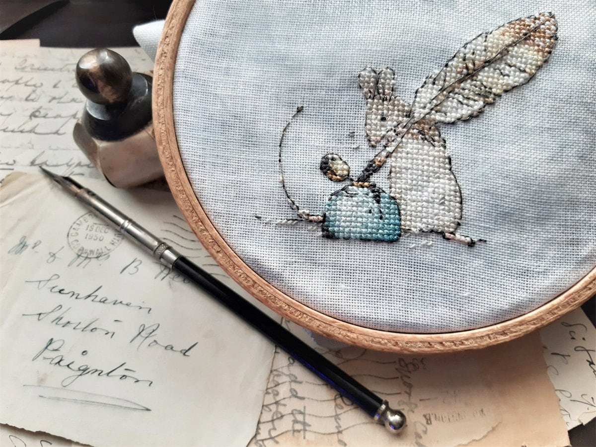 Little Writer Cross Stitch Pattern Quill Pen Cross Stitch Cute Mouse ...