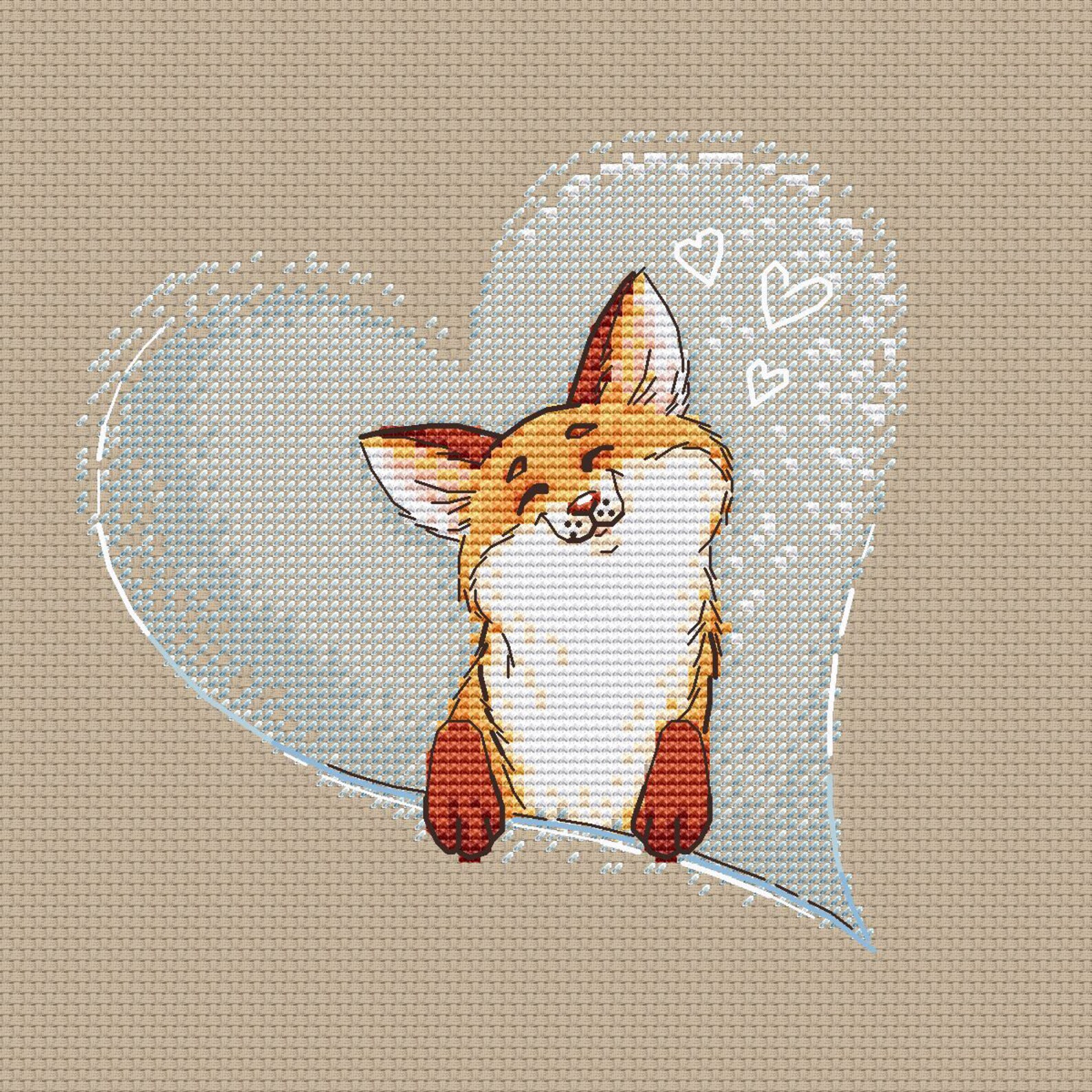 Cute Fox Cross Stitch Pattern Smiling Fox Cross Stitch Love | Etsy