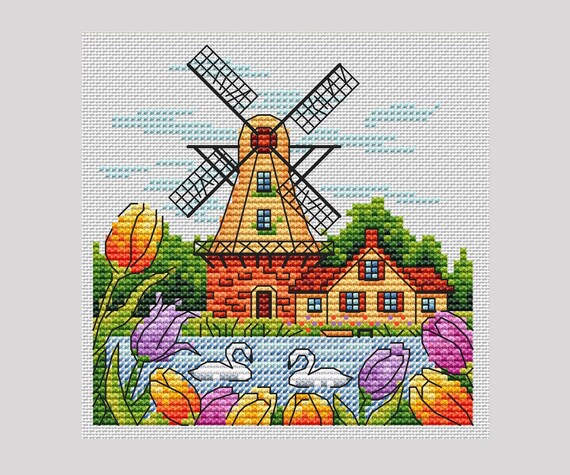 Small Mill Cross Stitch Pattern - Etsy