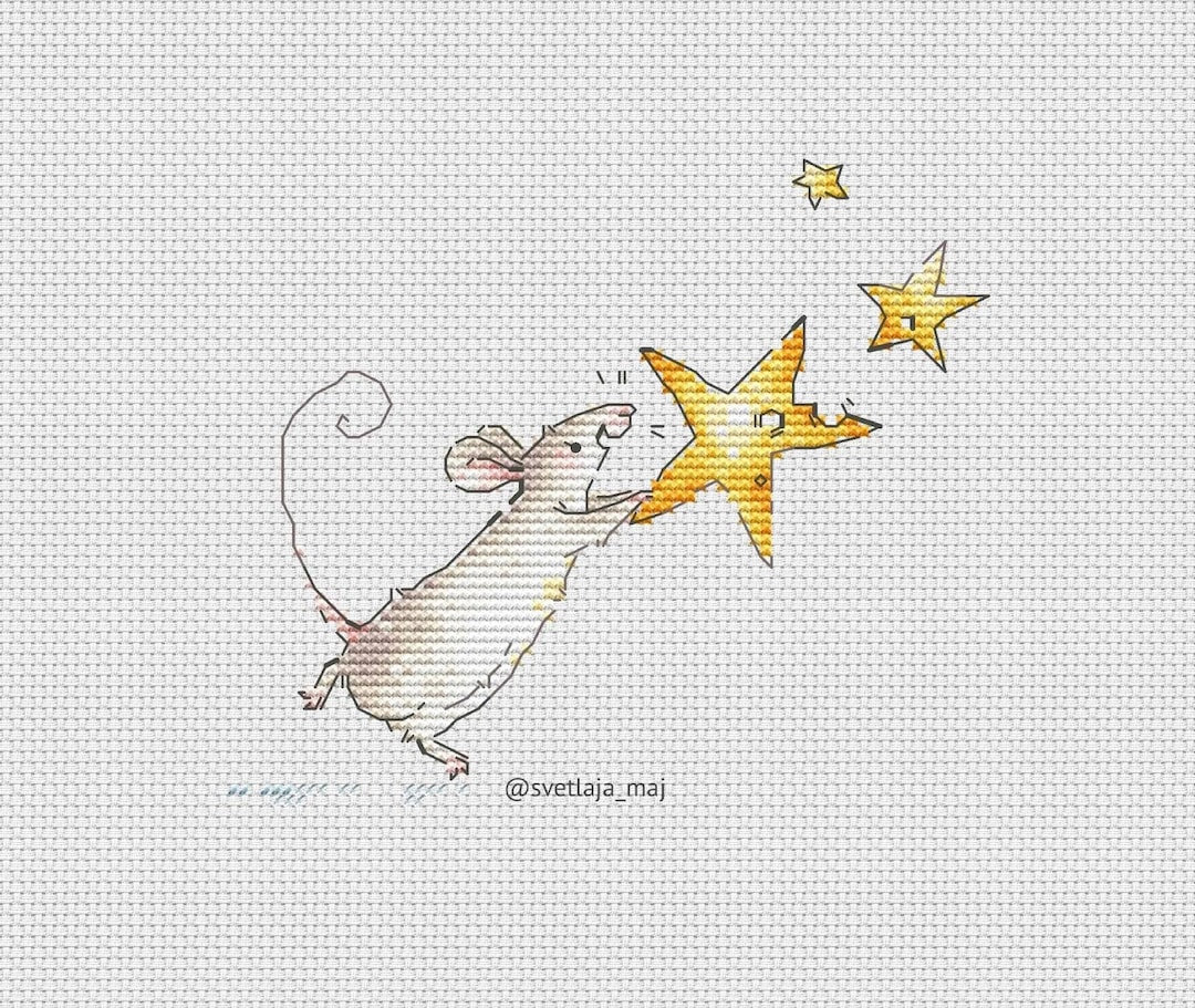 Mouse Reaching for Star Cross Stitch Pattern - Etsy