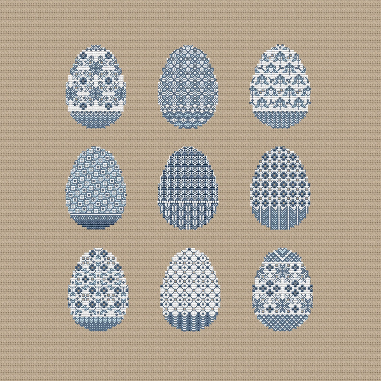 Blue Easter Eggs Cross Stitch Pattern Easter Cross Stitch Egg | Etsy