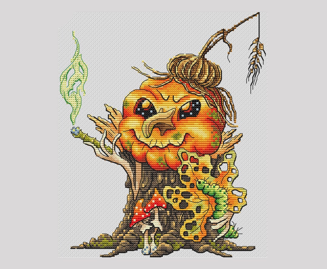 Old Lady Pumpkin Cross Stitch Pattern - Etsy