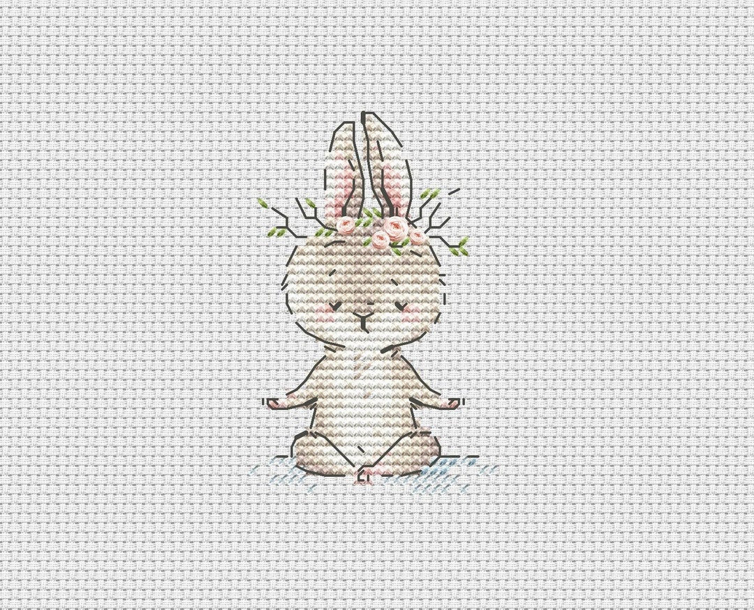 Meditating Bunny Cross Stitch Pattern Yoga Rabbit Cross Stitch - Etsy