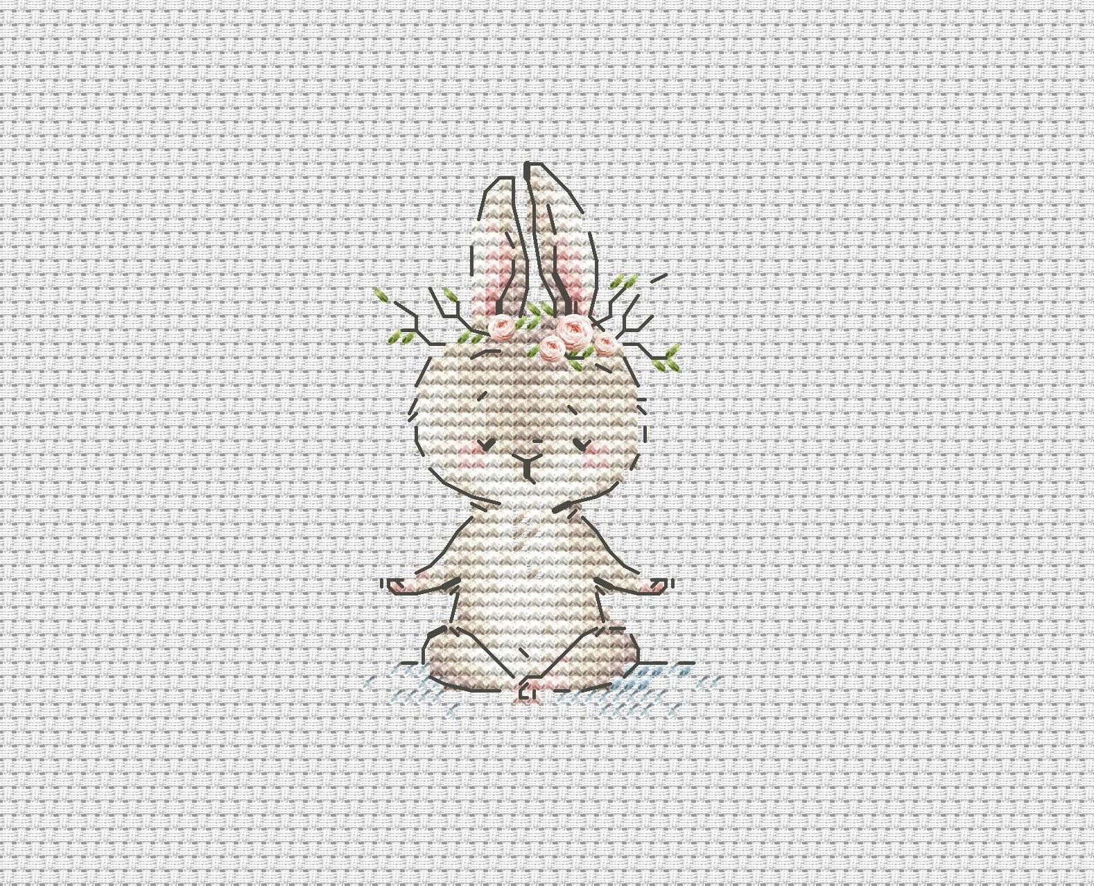 Meditating Bunny Cross Stitch Pattern Yoga Rabbit Cross Stitch - Etsy