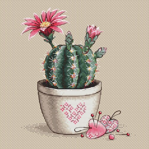 Cactus With Flower Cross Stitch Pattern Blooming Cactus Cross - Etsy