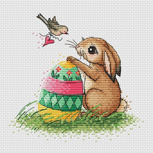 Easter Rabbit Cross Stitch Pattern PDF Easter Bunny and Eggs - Etsy
