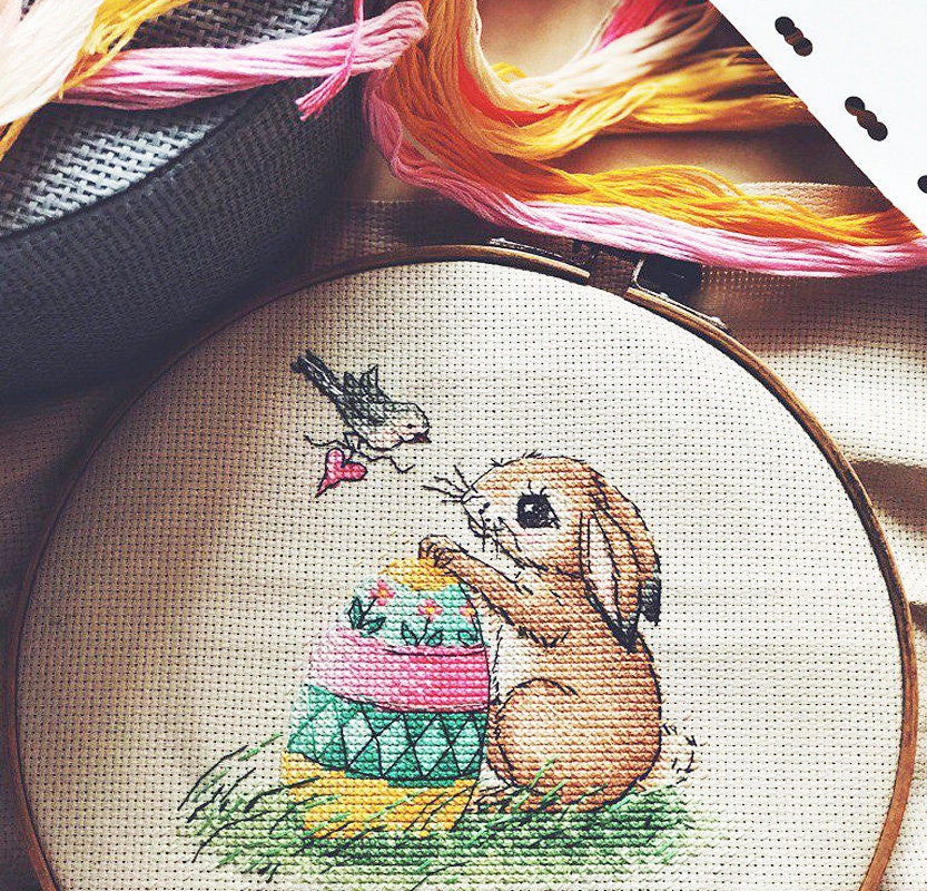 Easter Bunny cross stitch pattern Easter egg cross stitch | Etsy