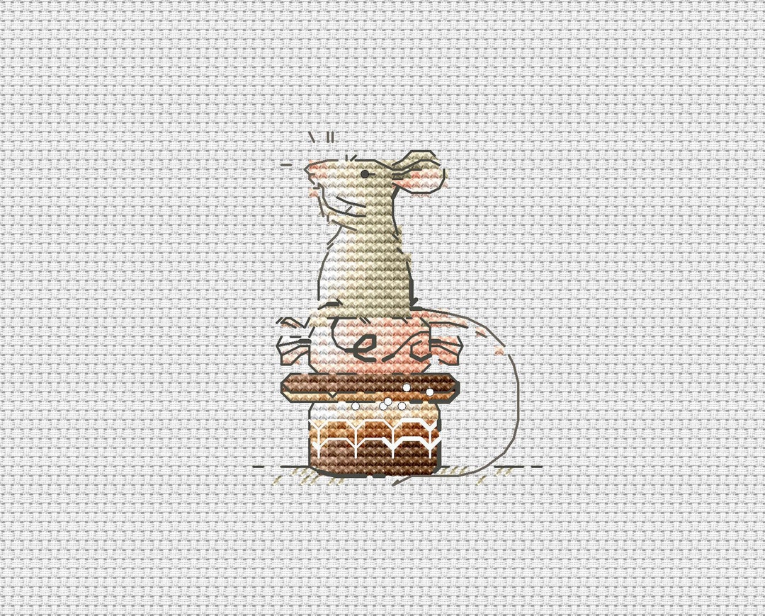 Funny Mouse With Candy Cross Stitch Pattern Mouse With Sweets Cross ...