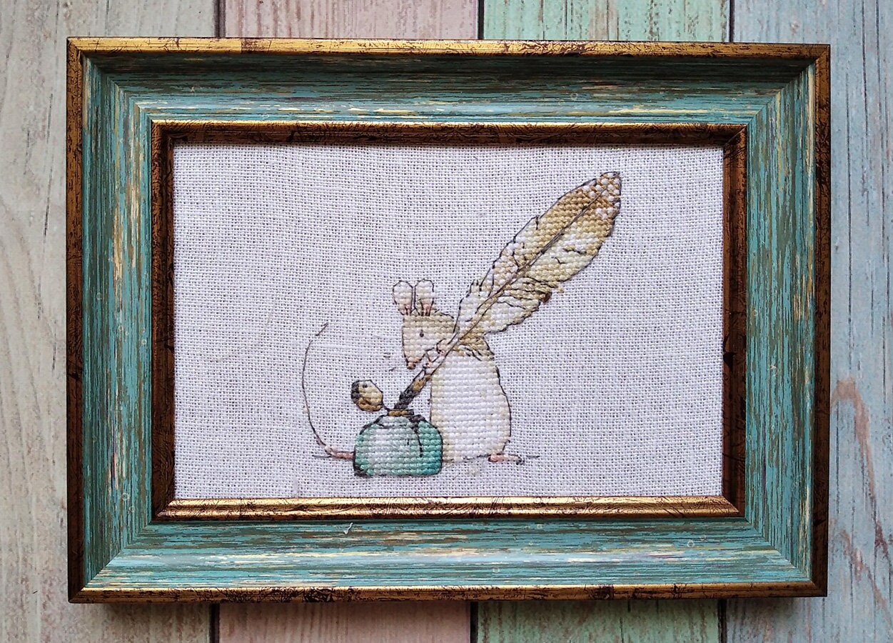 Little Writer Cross Stitch Pattern Quill Pen Cross Stitch Cute Mouse ...