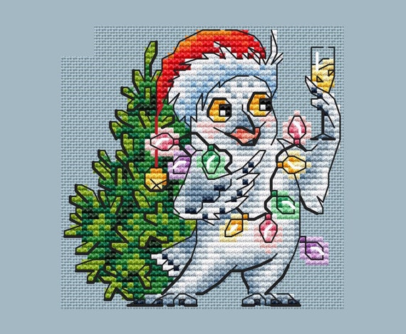 Merry Christmas Owl Cross Stitch Pattern - Etsy