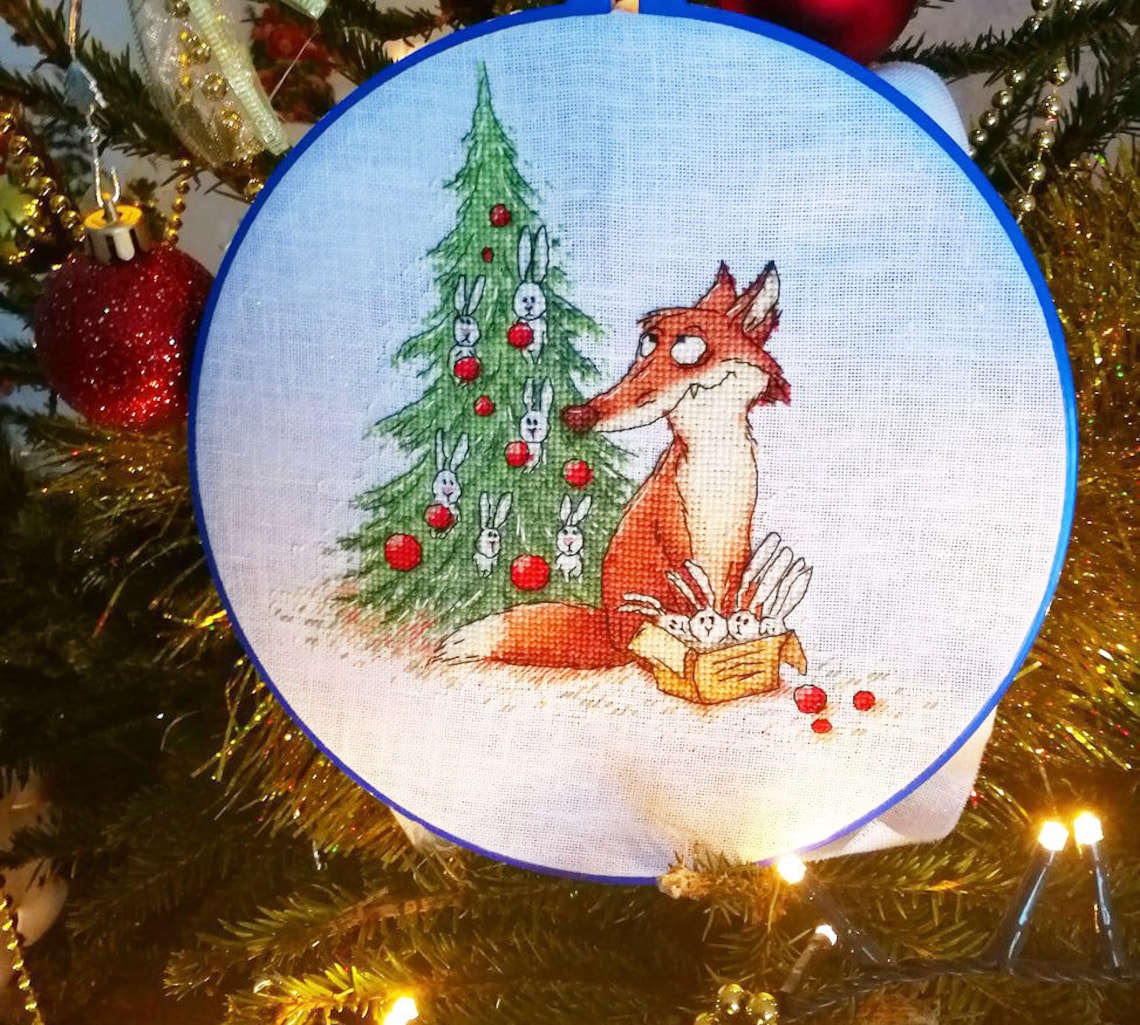 Fox Christmas Cross Stitch Pattern Fox and His Christmas Tree - Etsy