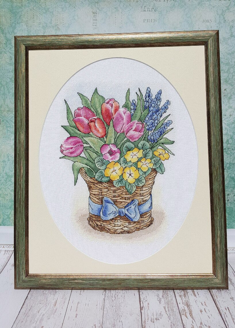 Basket of Flowers Cross Stitch Pattern - Etsy
