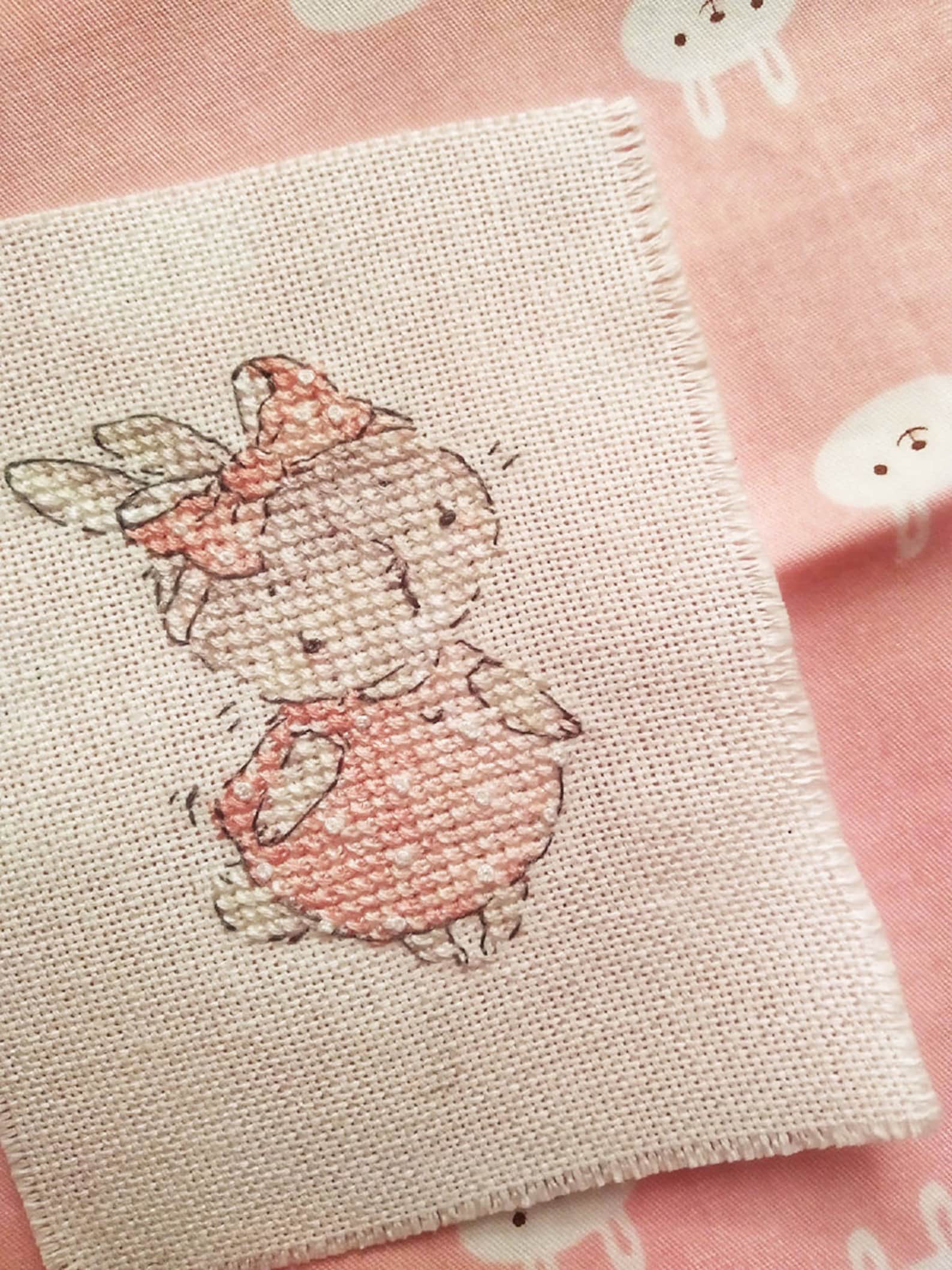 Baby Bunny in Pink Dress Cross Stitch Pattern Baby Girl Cross - Etsy