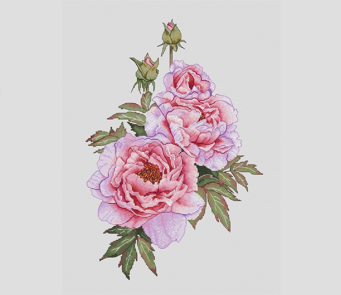 Pink Roses Cross Stitch Pattern Beautiful Flowers Cross Stitch - Etsy
