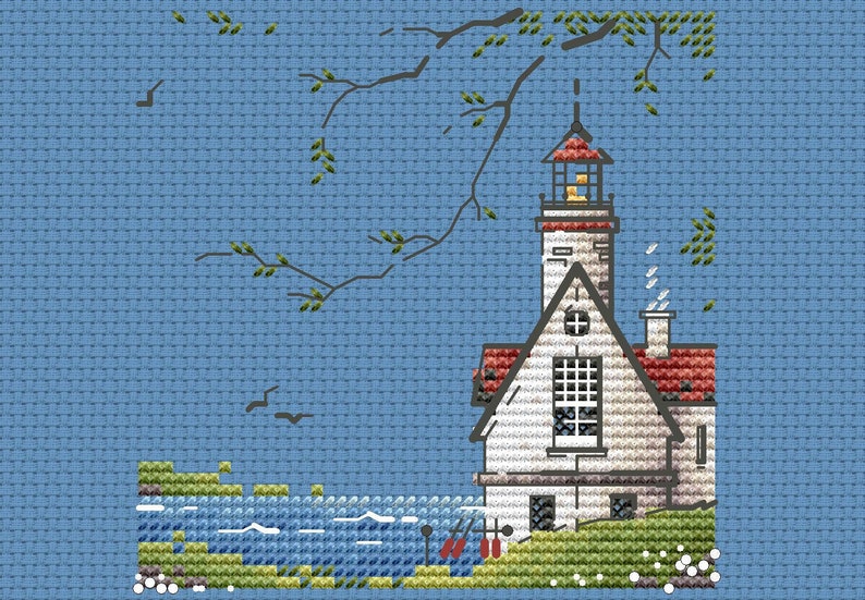 Small Lighthouse Cross Stitch Pattern Summer Lighthouse Cross | Etsy