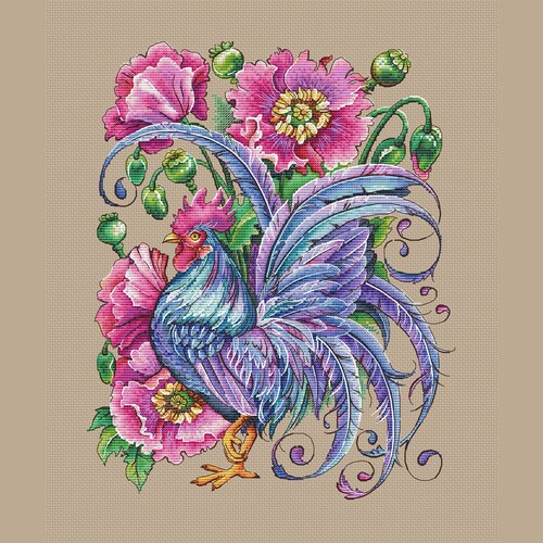 Rooster With Roses Cross Stitch Pattern - Etsy