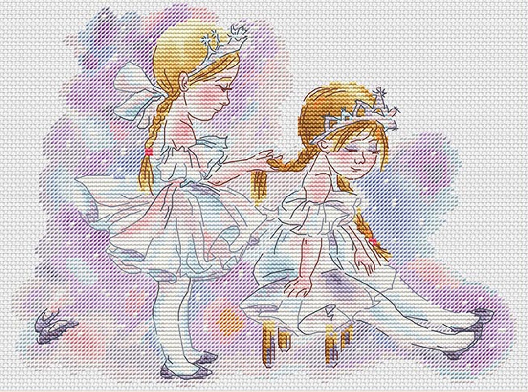 Two Little Girls Cross Stitch Pattern - Etsy