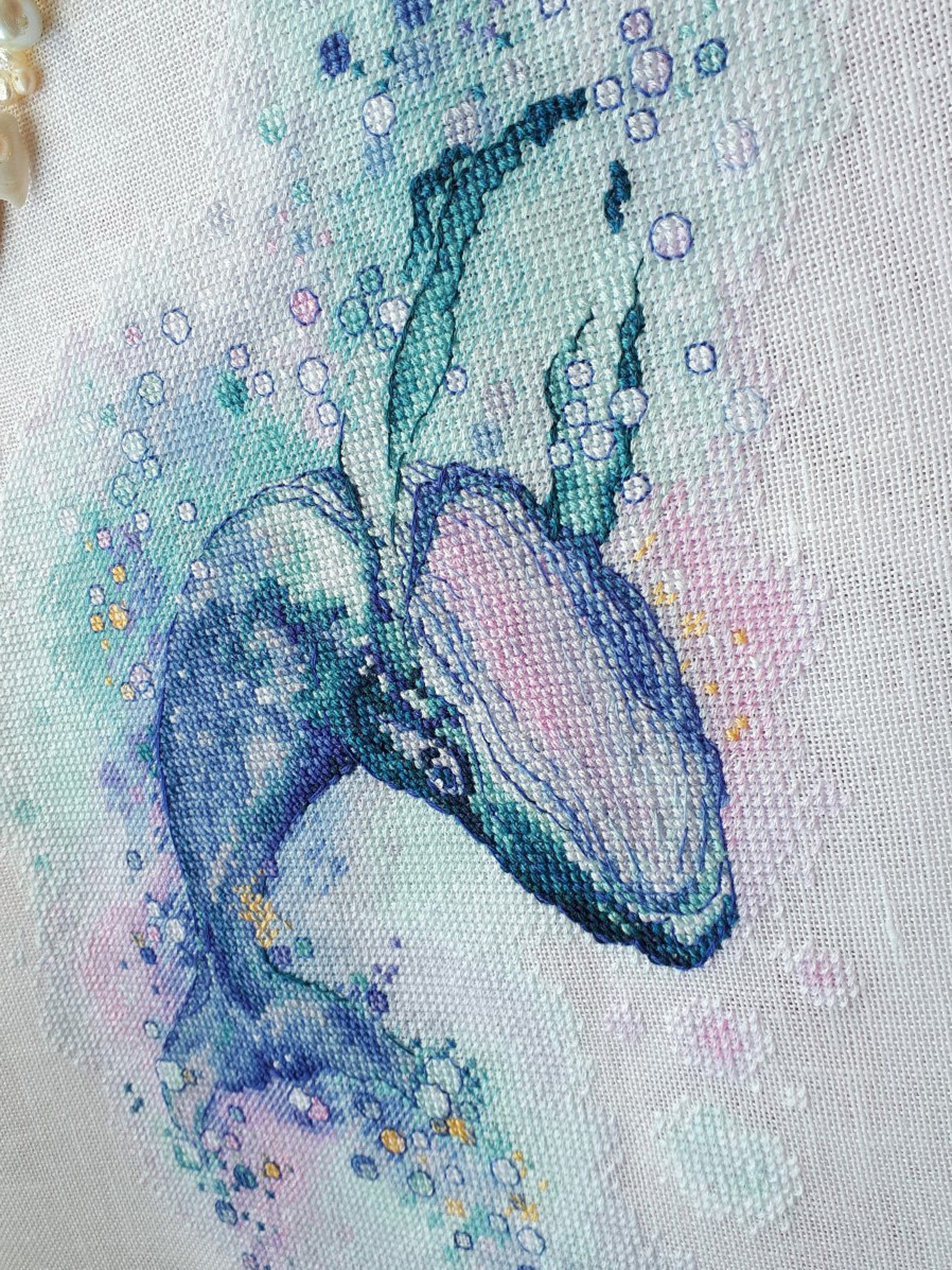 Blue Whale Cross Stitch Pattern Beautiful Whale Cross Stitch Ocean ...