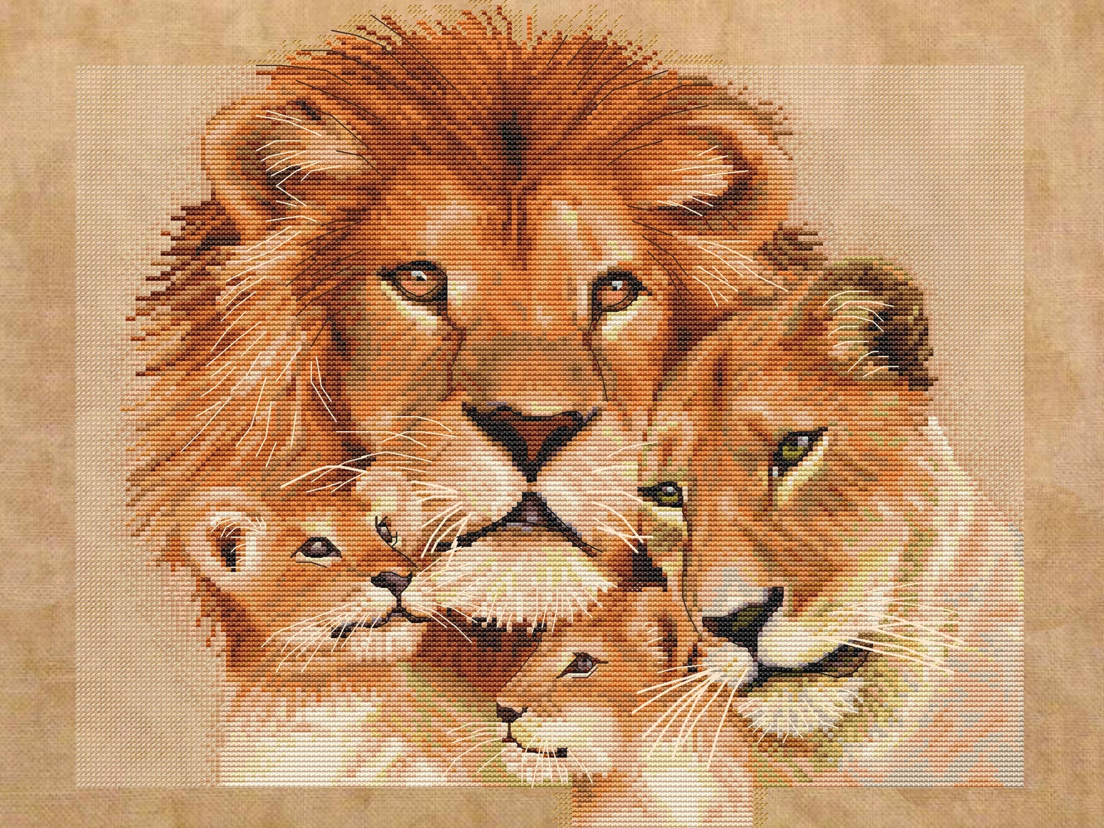 Lions Family Cross Stitch Pattern Lions Cross Stitch Lion Portrait ...