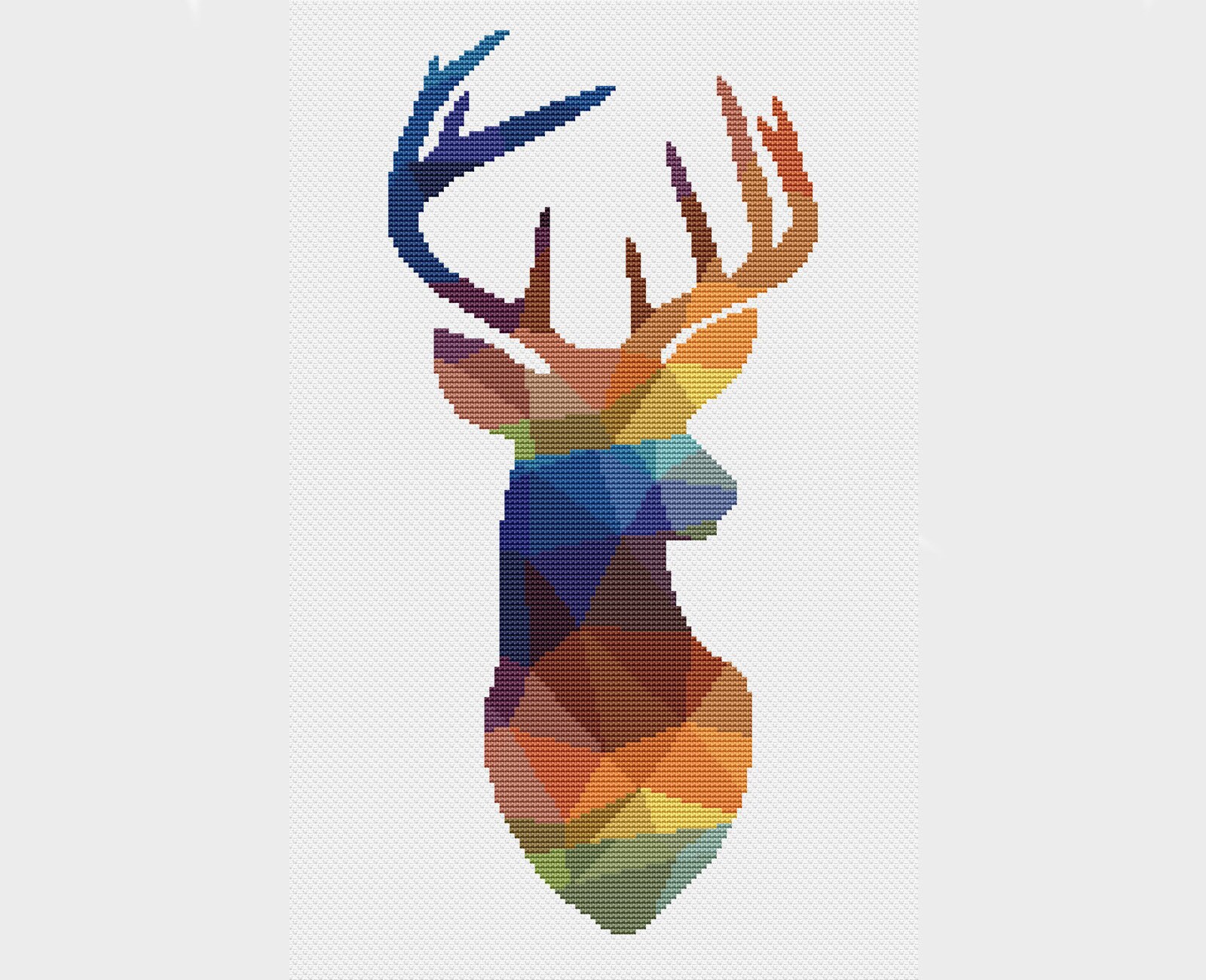Geometrical Deer Cross Stitch Pattern Head of Deer Cross | Etsy
