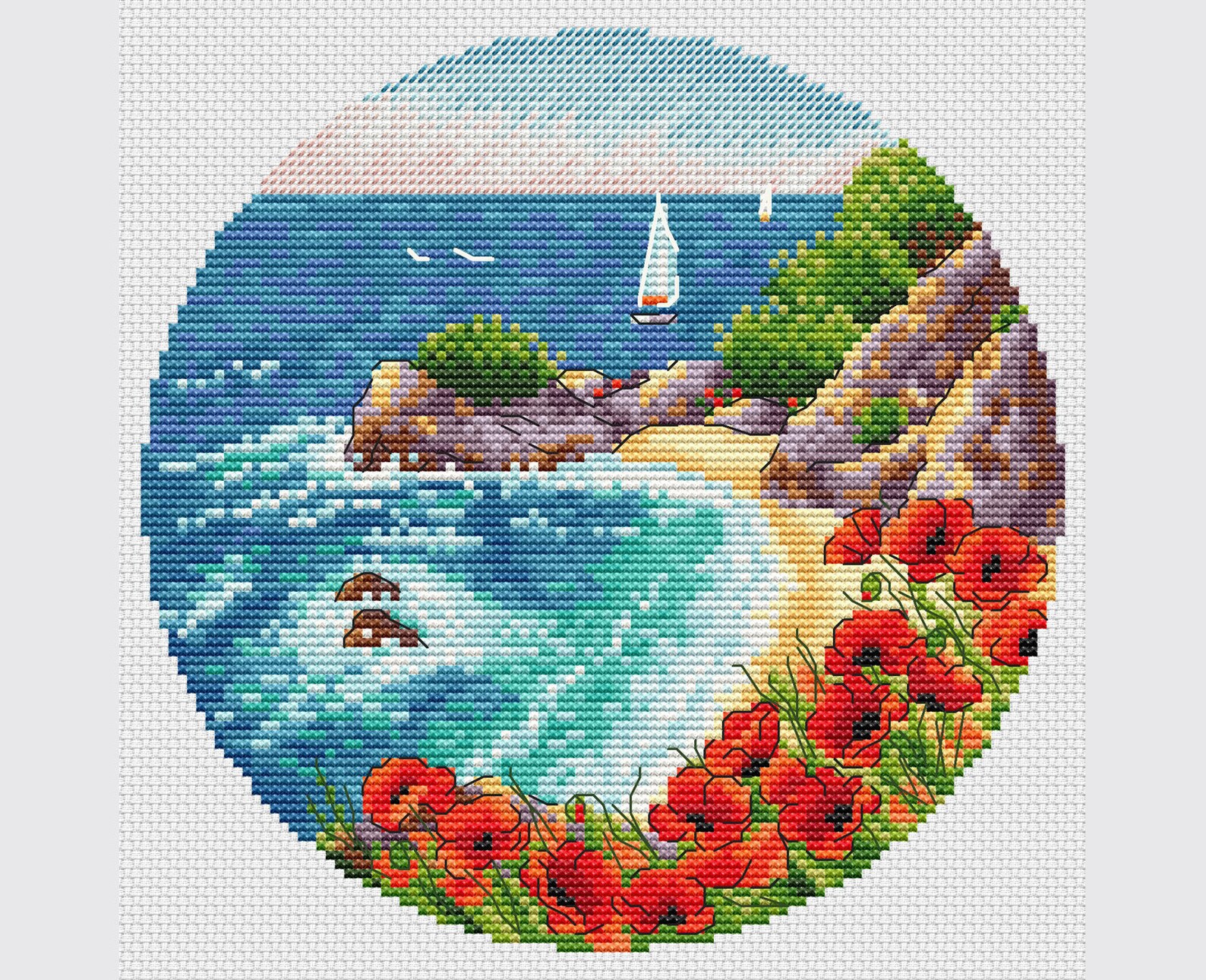 Flowering Coast Cross Stitch Pattern Seashore Cross Stitch | Etsy
