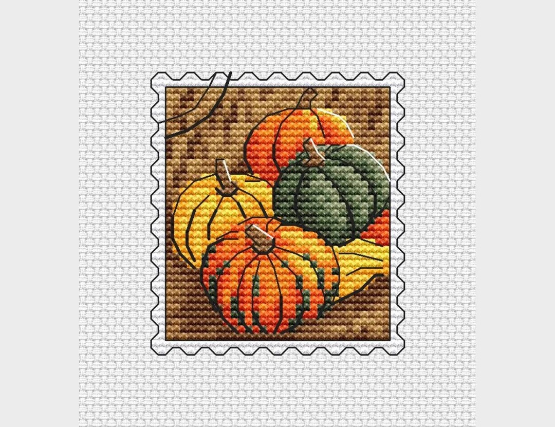 Pumpkins Postage Stamp Cross Stitch Pattern - Etsy