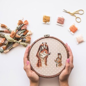 Fox and Rabbit Cross Stitch Pattern Fox and Bunny Friends Instant ...