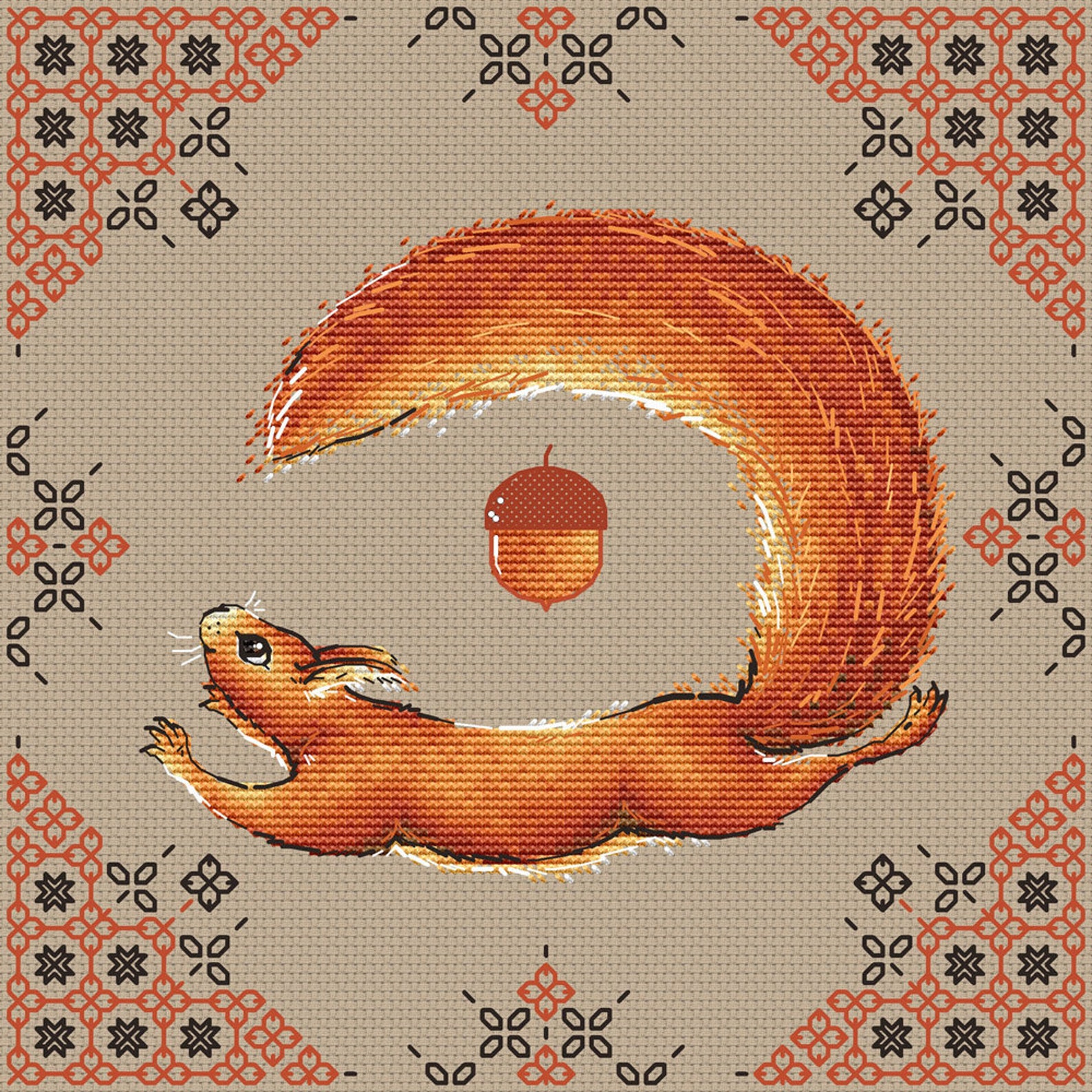 Jumping Squirrel Cross Stitch Pattern Squirrel With Acorn - Etsy