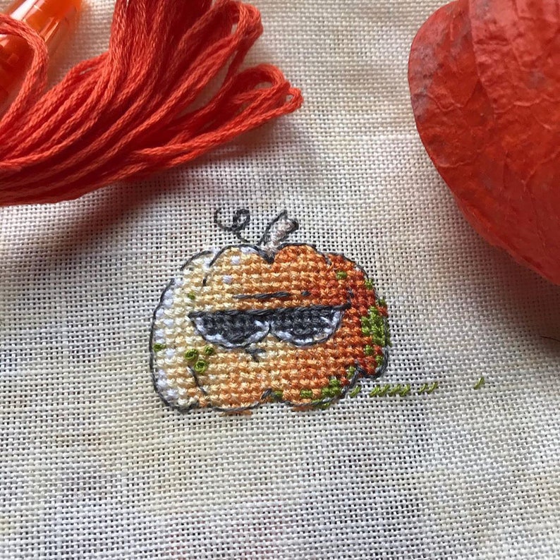 Grumpy Pumpkin Cross Stitch Pattern Halloween Cross Stitch Halloween ...