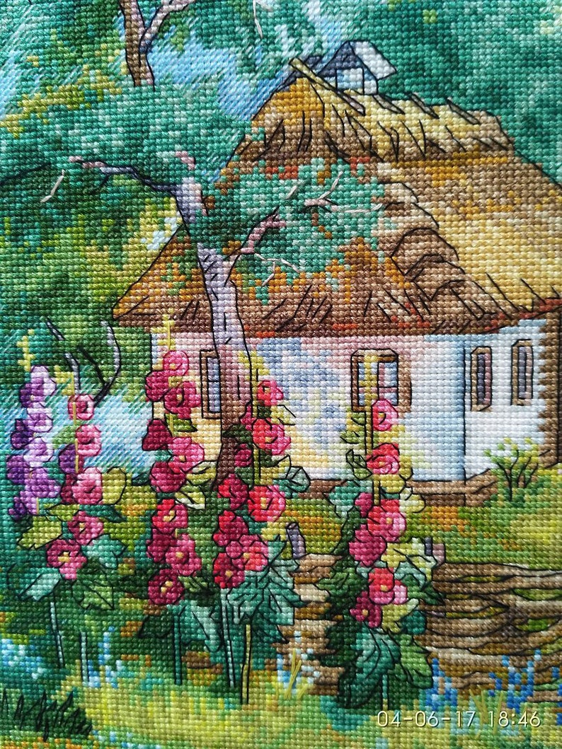 Countryside Cross Stitch Pattern Ukrainian Village Cross - Etsy