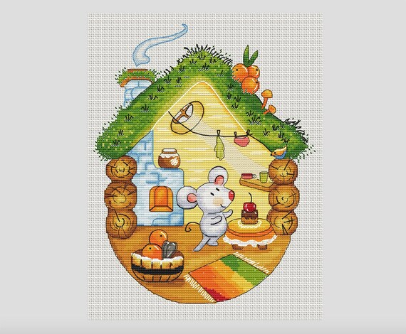 Patterns Cute Little Mouse House Cross Stitch Pattern Craft Supplies ...