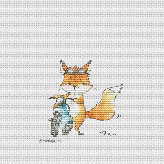 Fox on Motorcycle Cross Stitch Pattern - Etsy