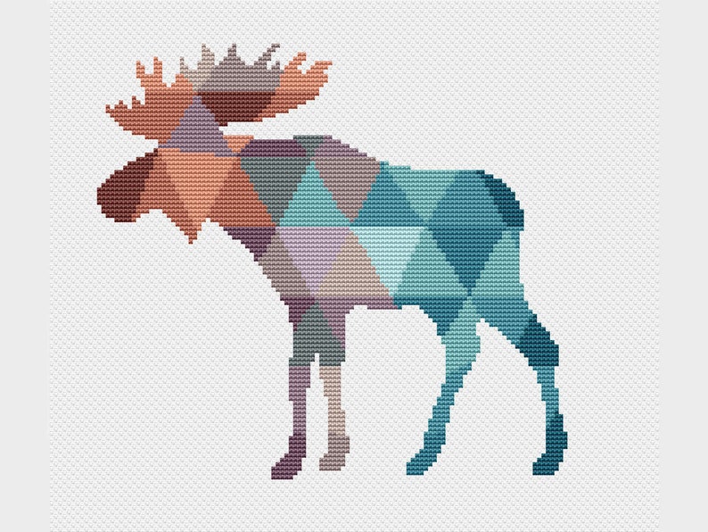 Modern Moose Cross Stitch Pattern Geometric Pattern Cross - Etsy