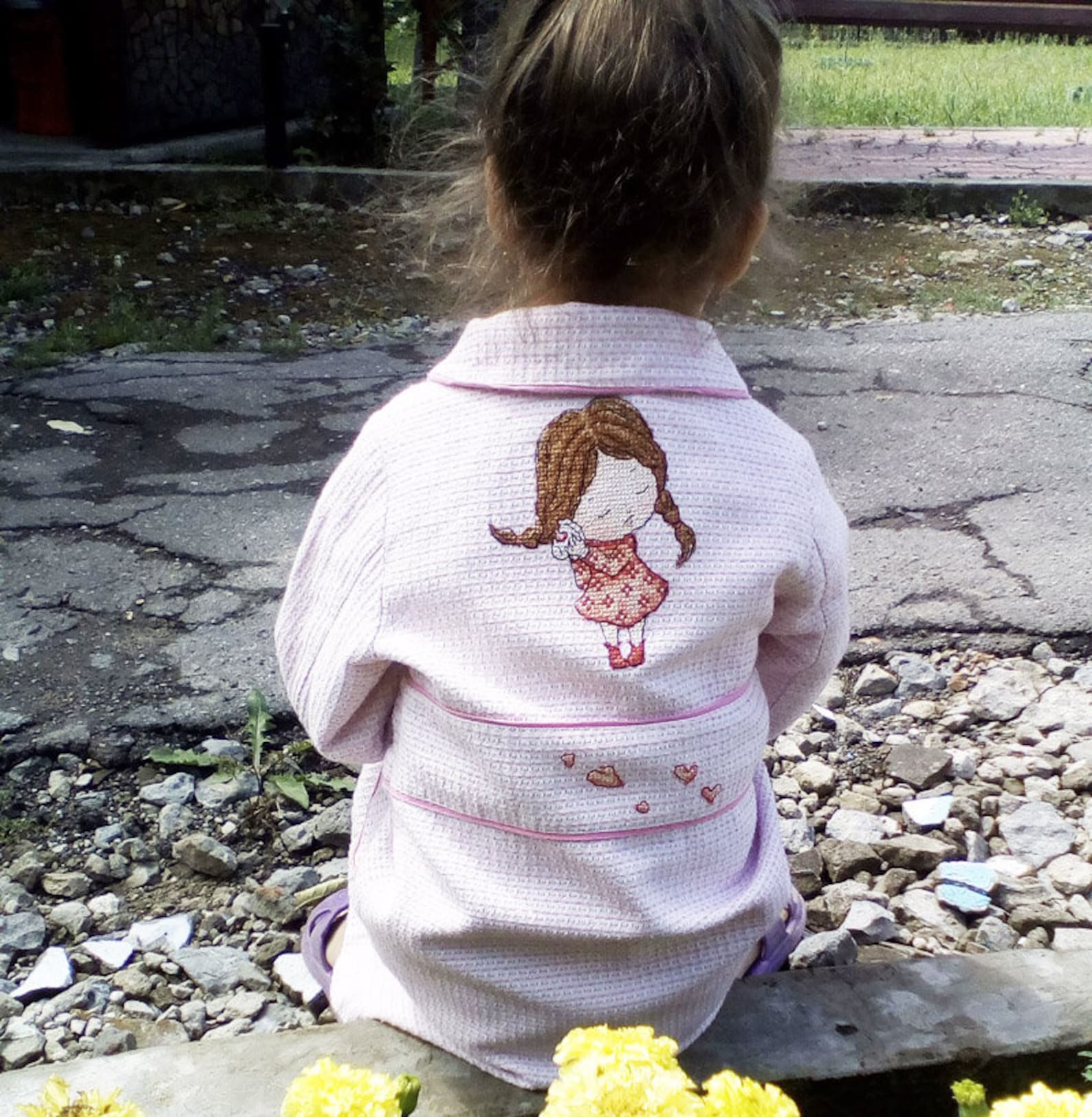 Cute Little Girl With Cat Cross Stitch Pattern Girl in Red | Etsy