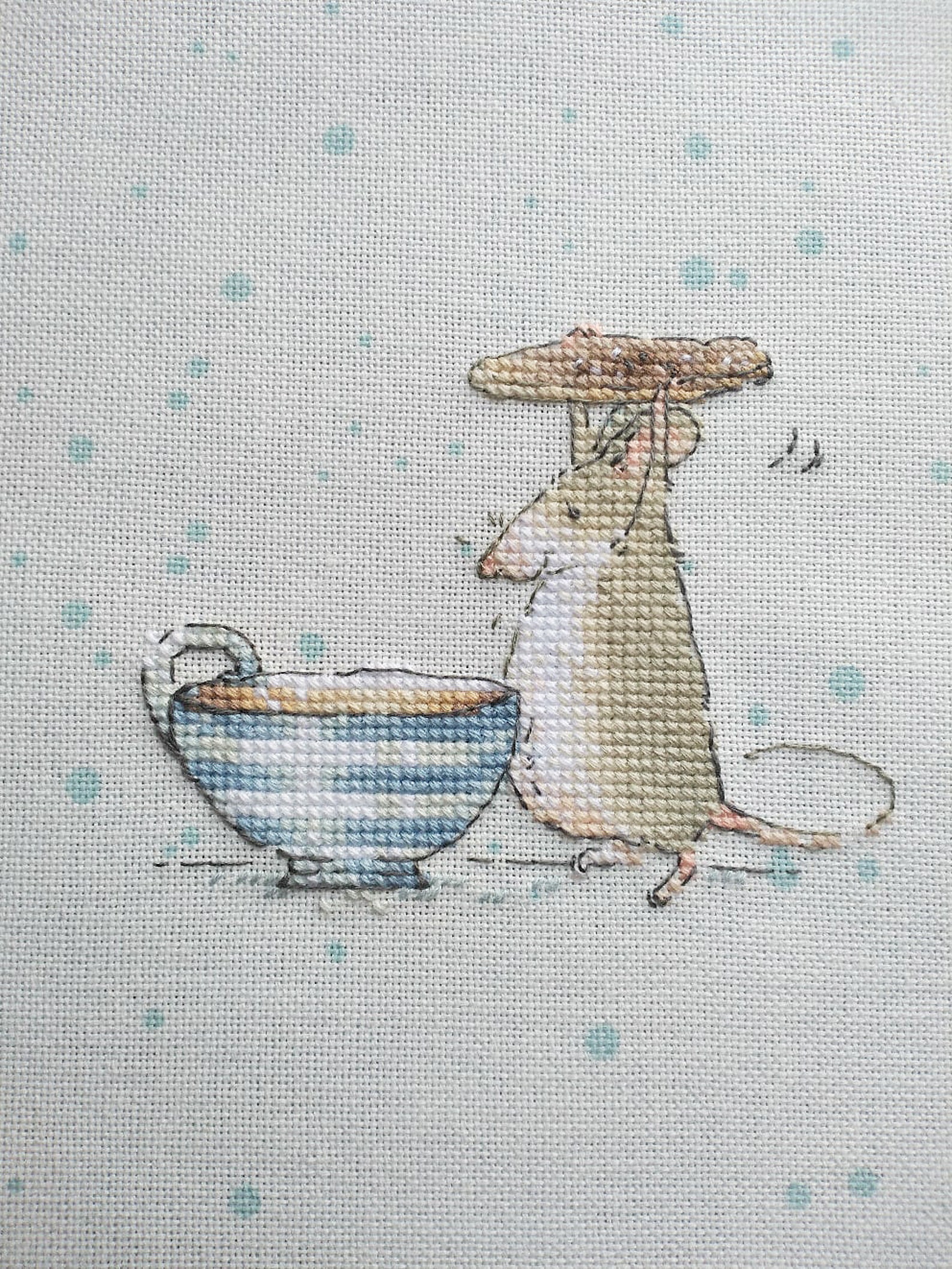 Mouse Teatime Cross Stitch Pattern Mouse With Cookie Cross Stitch Cup ...