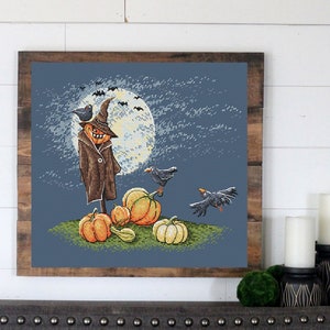 Halloween Scarecrow Cross Stitch Pattern Halloween Pumpkin Cross Stitch ...