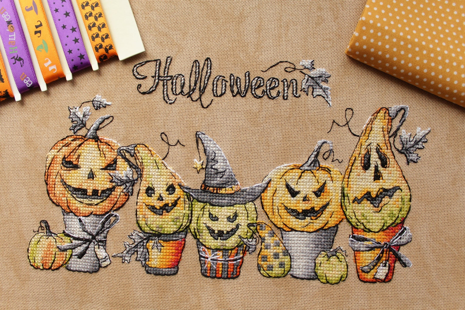 Spooky Pumpkin Cross Stitch Pattern Halloween Pattern Pdf Home Decor ...
