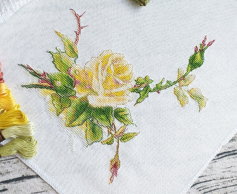 Single Yellow Rose Cross Stitch Pattern - Etsy
